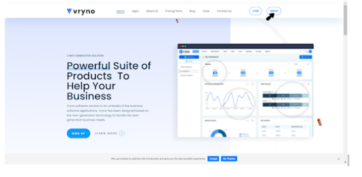 Effortless Vryno CRM Sign-up